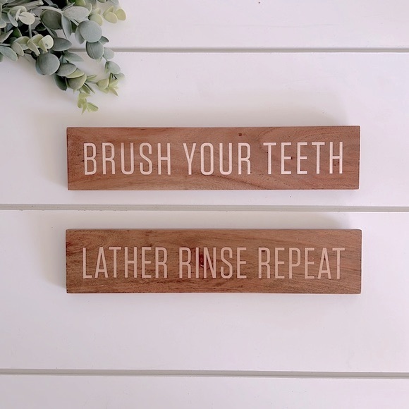 Hearth & Hand | Accents | 2x New Hearth Hand Wooden Bath Signs | Poshmark